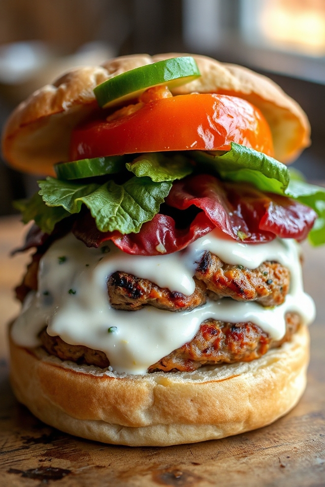 Feta-Cream Cheese Burger Recipe With Pepperoncini - burgerideas.com