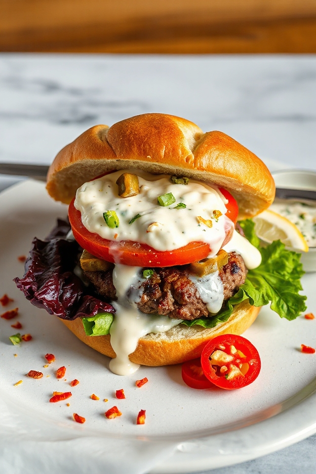 Feta-Cream Cheese Burger Recipe With Pepperoncini - burgerideas.com