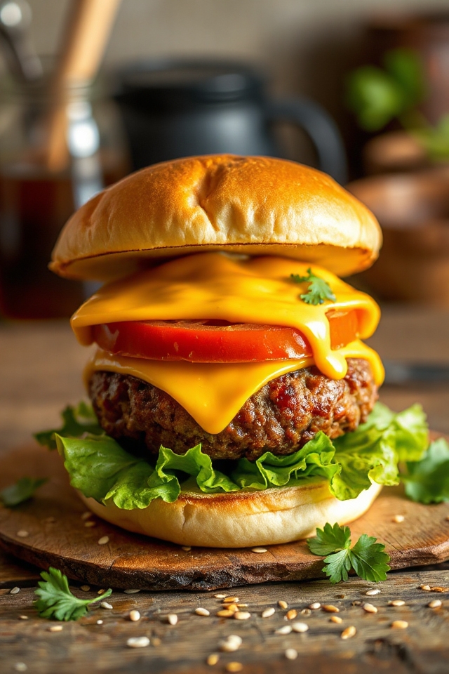 Honey Mustard Cheeseburger Recipe With Cheddar - burgerideas.com